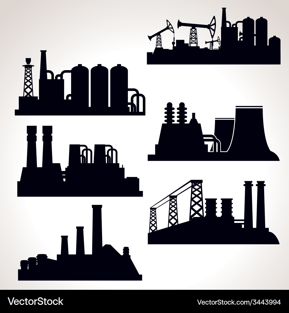 Set of industrial buildings Royalty Free Vector Image