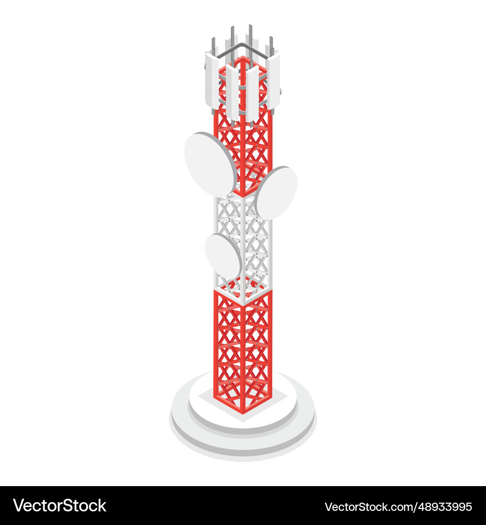 3d isometric flat set of telecom towers Royalty Free Vector