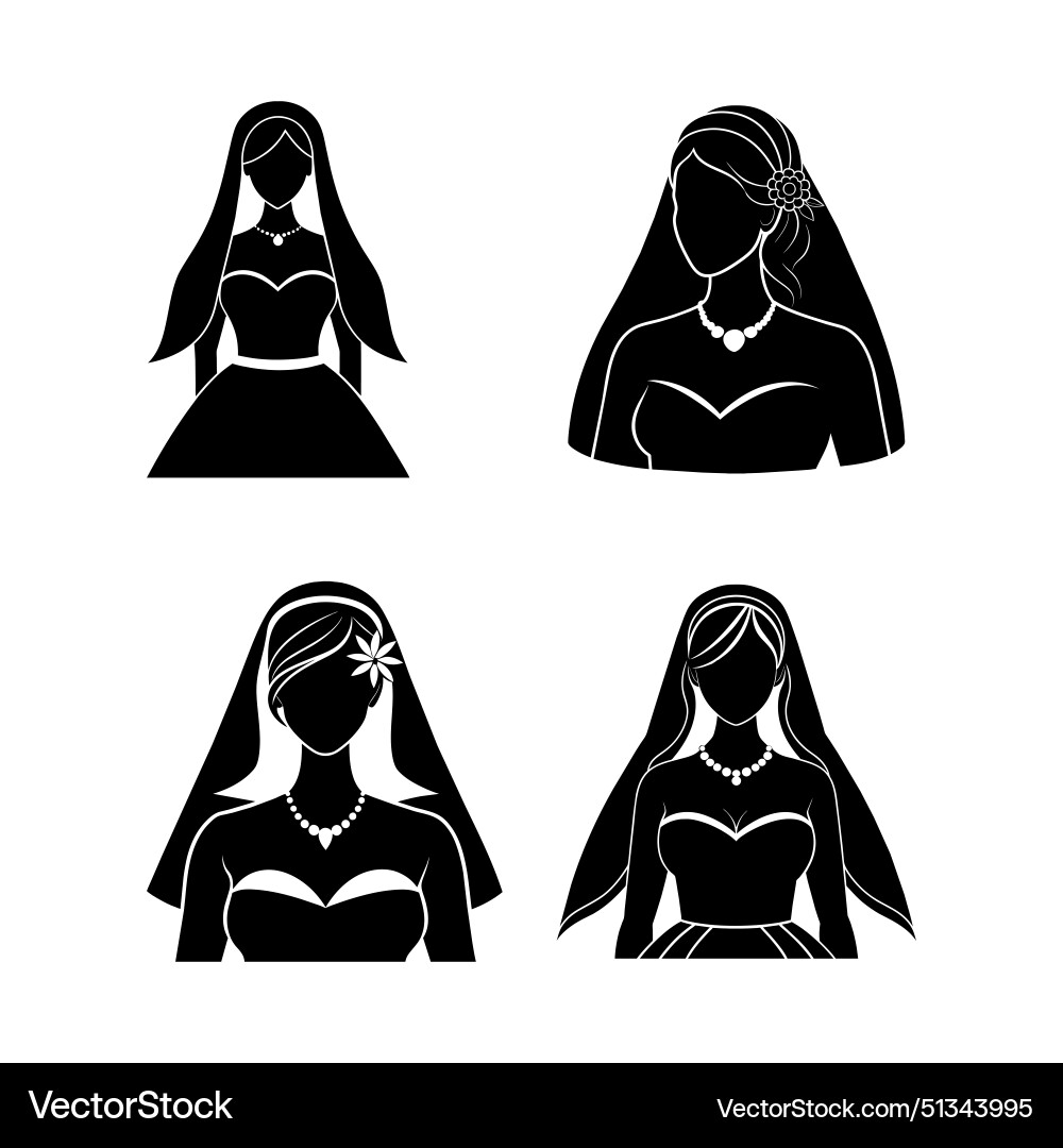 A set of bride silhouettes Royalty Free Vector Image