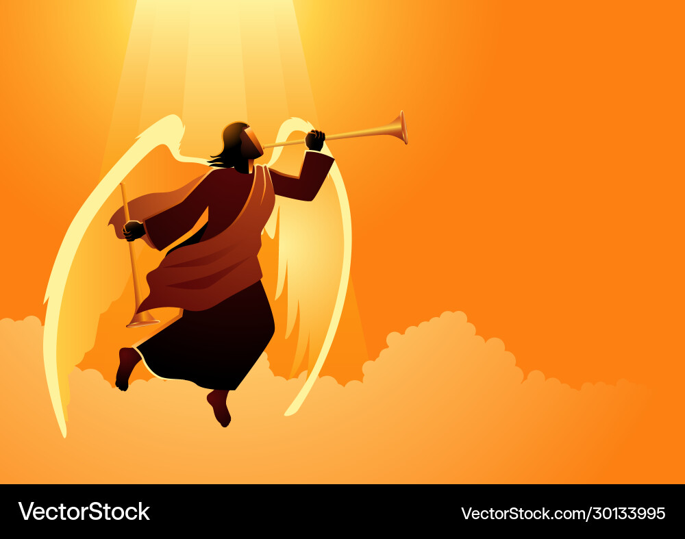 Angel blowing trumpet Royalty Free Vector Image