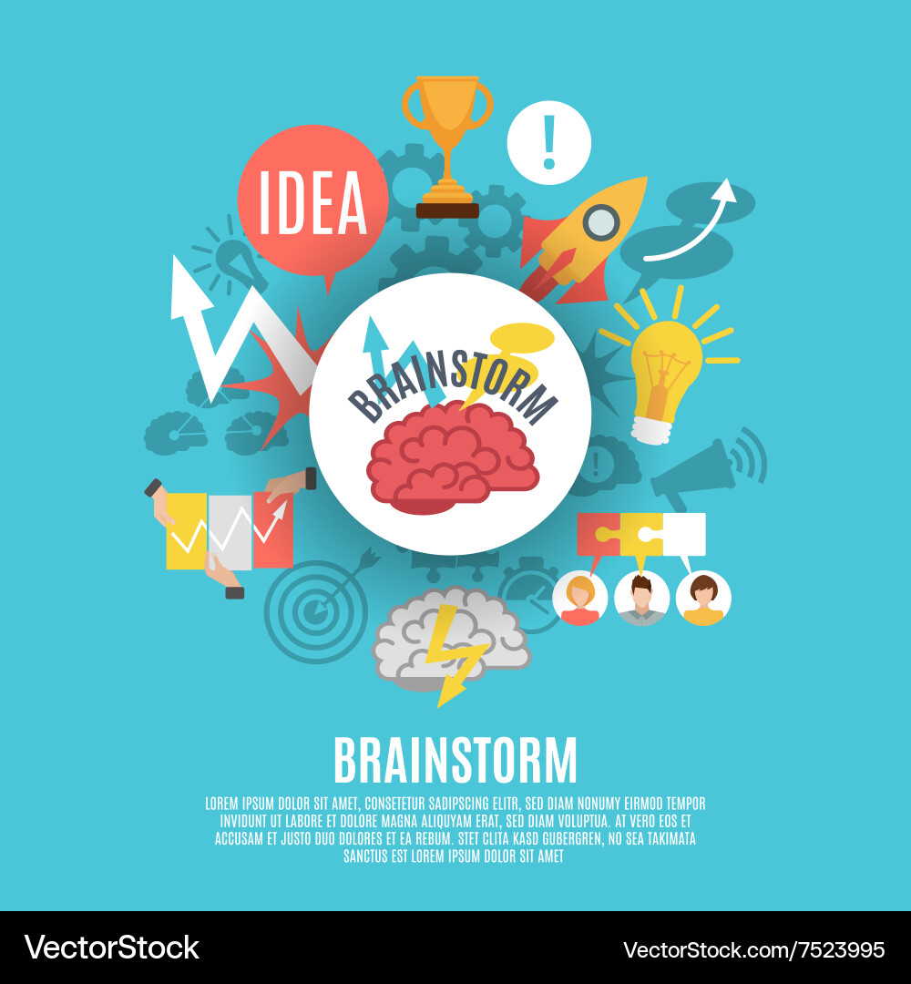 Brainstorming Concept Poster Royalty Free Vector Image