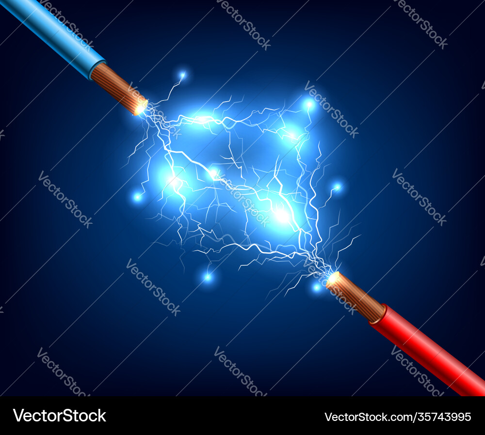 Electric cables lightning realistic composition Vector Image