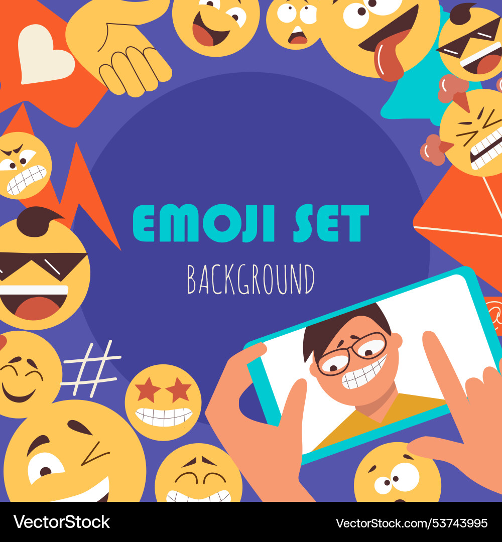 Frame background with funny emoji collection Vector Image