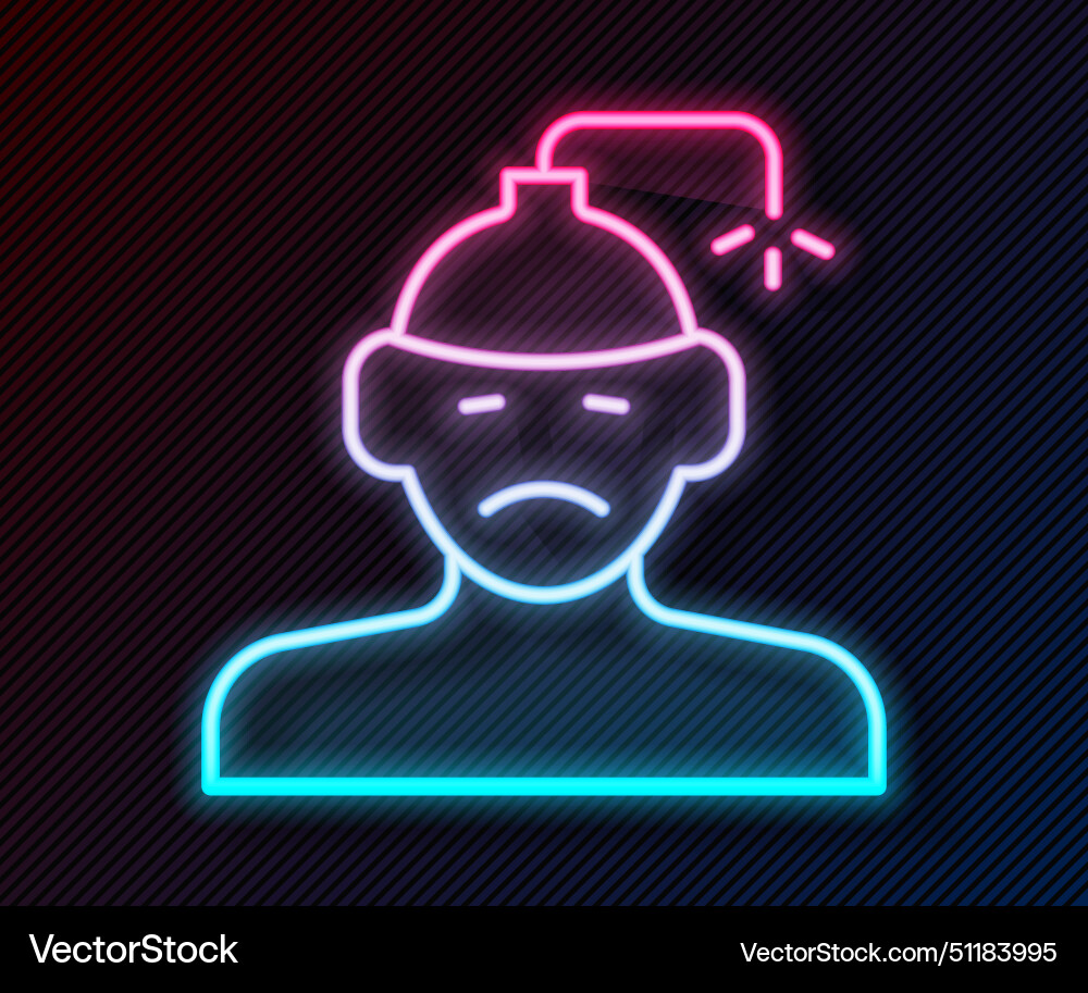 Glowing neon line concussion headache dizziness Vector Image
