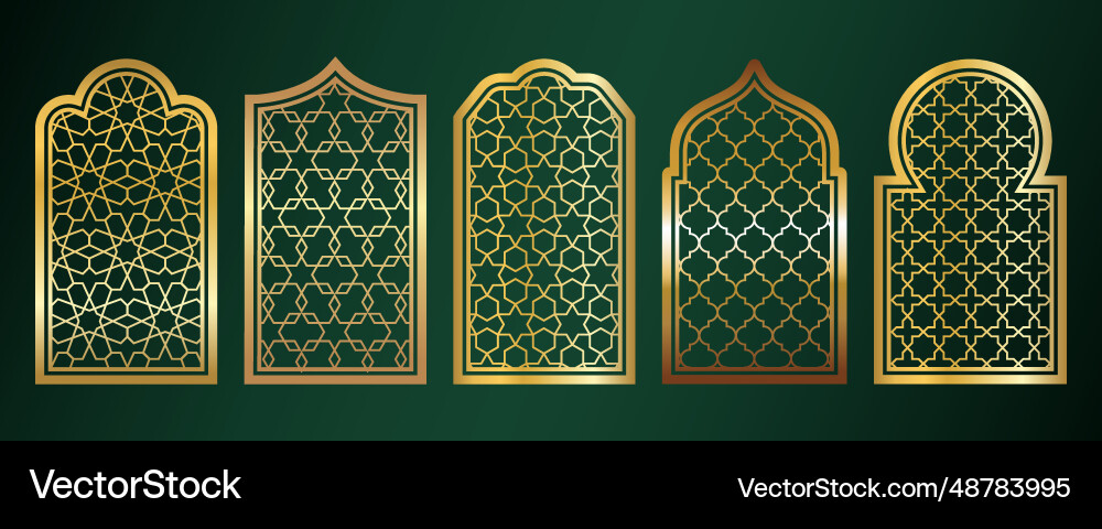 Golden ramadan windows islamic door frames Vector Image
