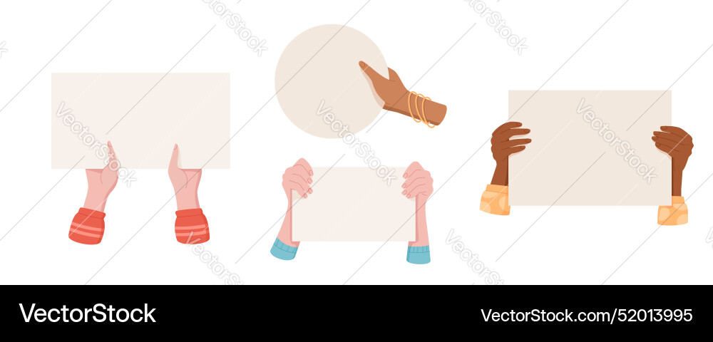 Isolated hand show up protest sign collection Vector Image