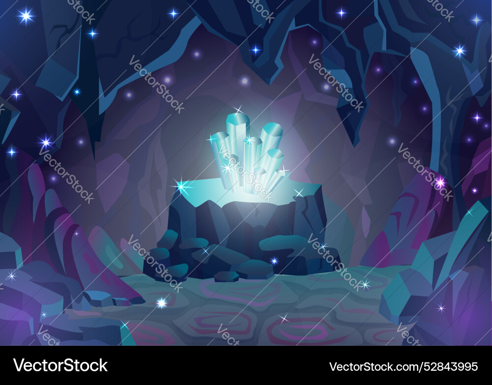 Magic underground cave or cavern landscape Vector Image
