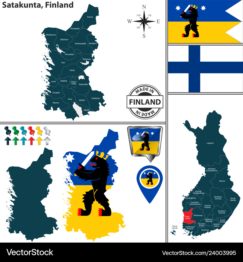Map of satakunta finland Royalty Free Vector Image