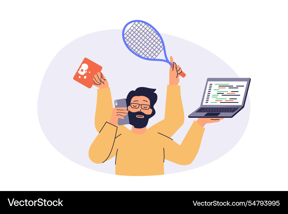 Multitasking web concept with flat cartoon people Vector Image