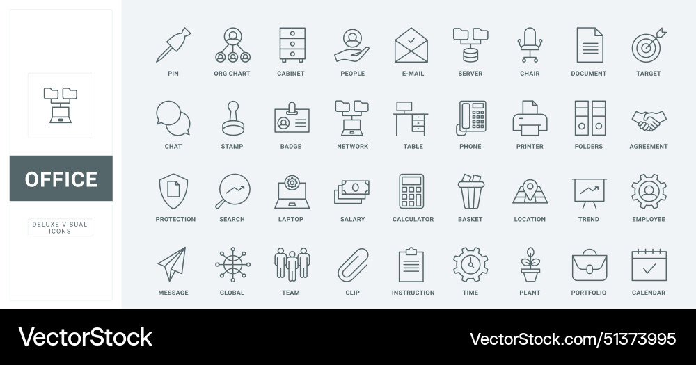 Office work thin black and red line icons set Vector Image