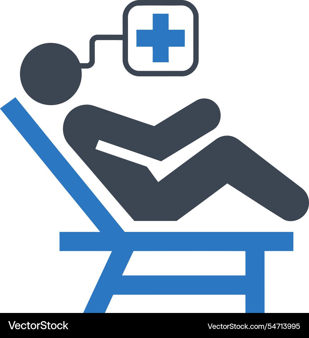 Patient reclining with cross icon Royalty Free Vector Image