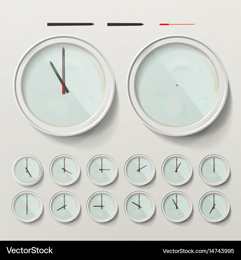 Realistic wall clocks set Royalty Free Vector Image