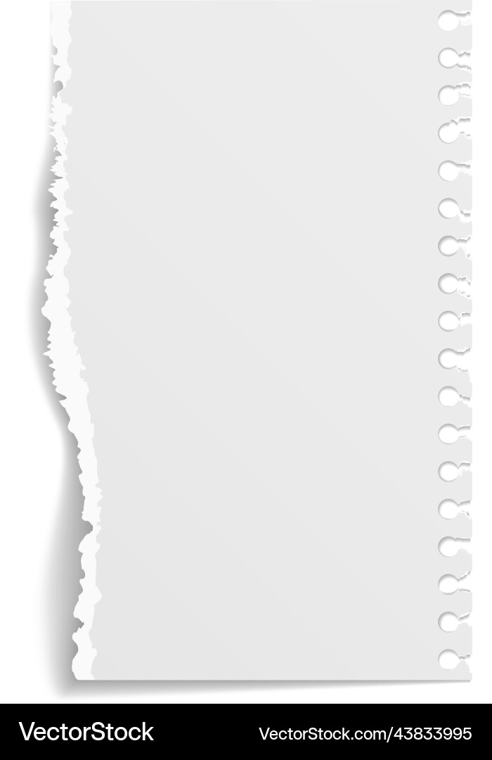Ripped notepad sheet realistic paper page mockup Vector Image