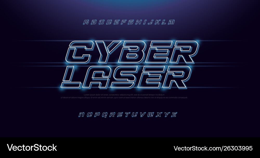 Technology abstract neon font and alphabet techno Vector Image