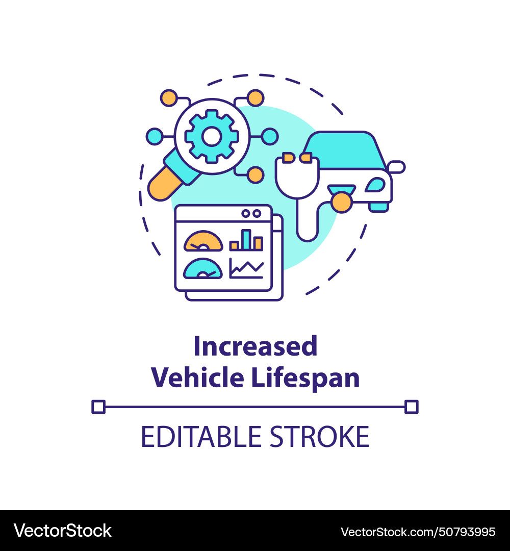 Vehicle increased lifespan multi color concept Vector Image