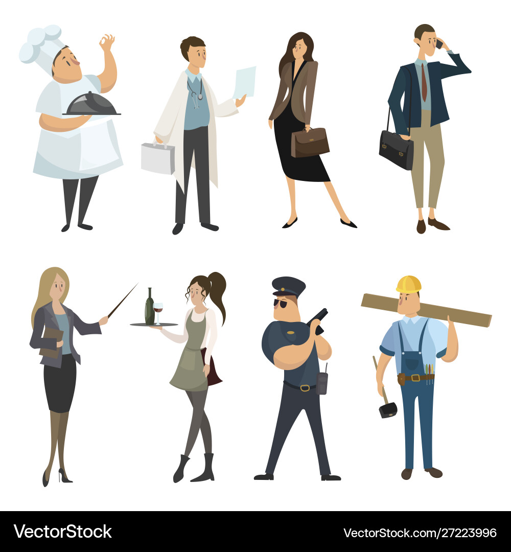 Cartoon Professions Collection Royalty Free Vector Image