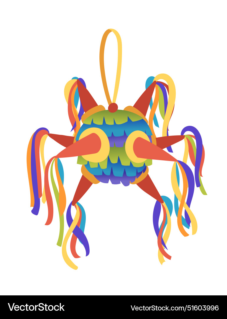 Colorful sphere shaped pinata tradition carnival Vector Image