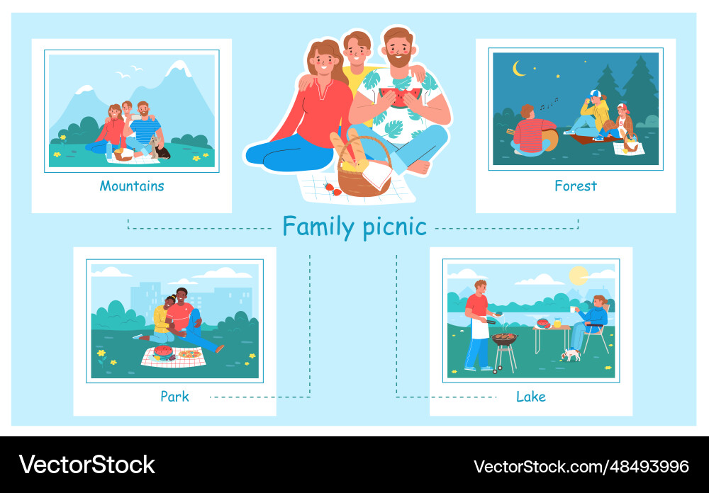 Family picnic infographic Royalty Free Vector Image