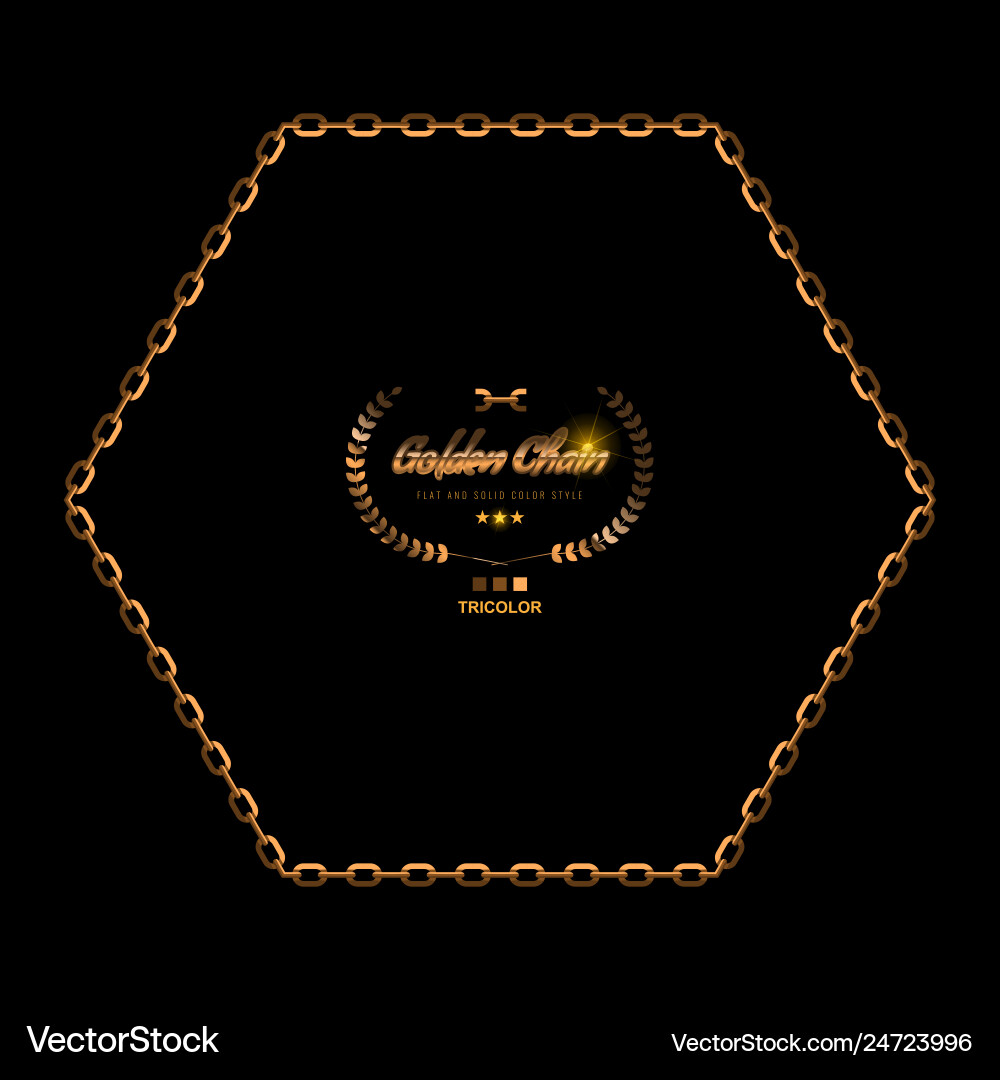 Golden chain border frame in gold color Royalty Free Vector