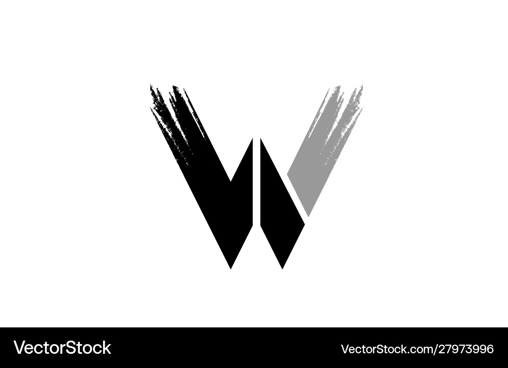 Grunge Black and White W Logo Royalty Free Vector Image