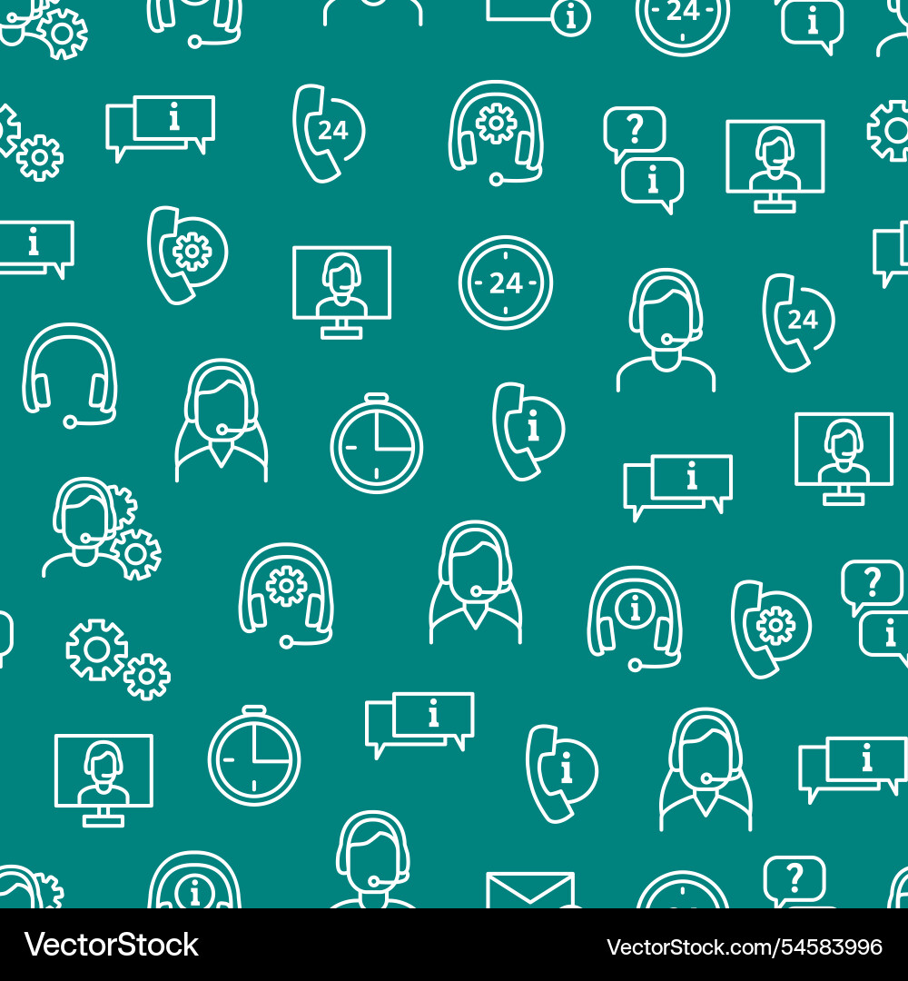 Support service thin line seamless pattern Vector Image