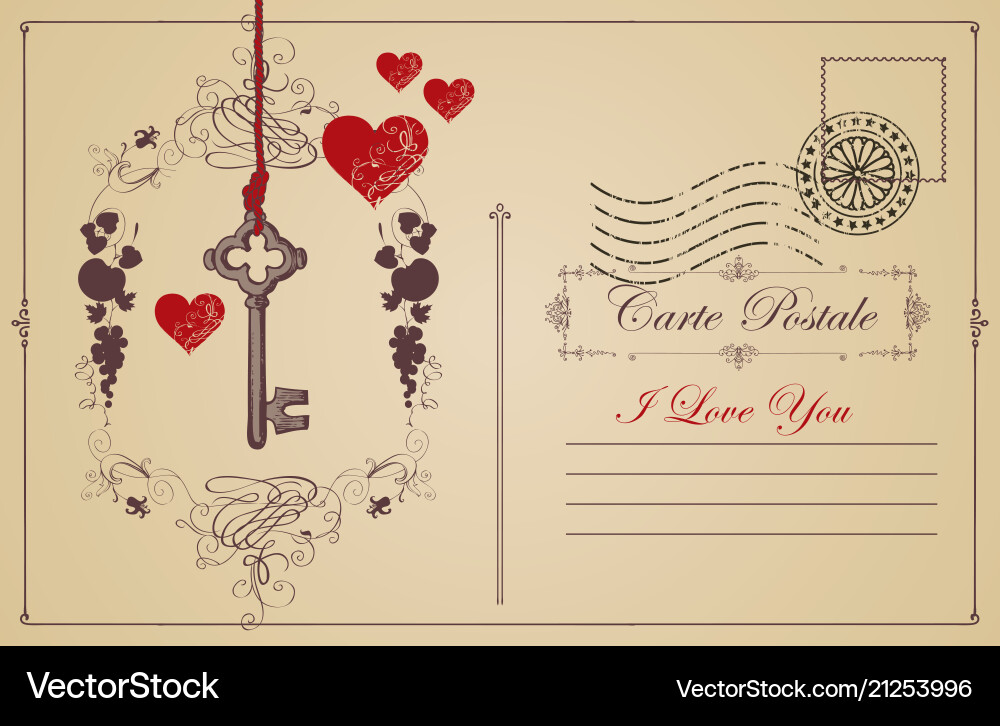 Vintage postcard the theme of declaration love Vector Image