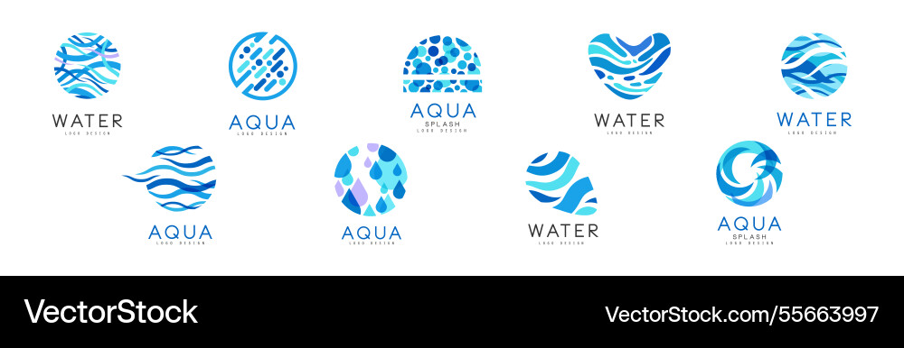 Aqua and water abstract logo emblem design Vector Image