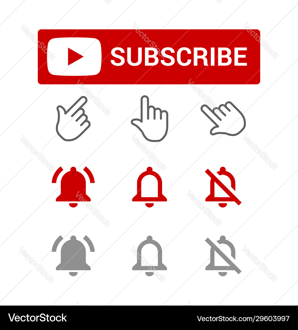 Bell & Subscribe Alerts Icon Set Royalty Free Vector
