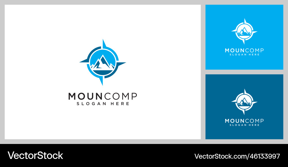Compass and mountain logo design Royalty Free Vector Image