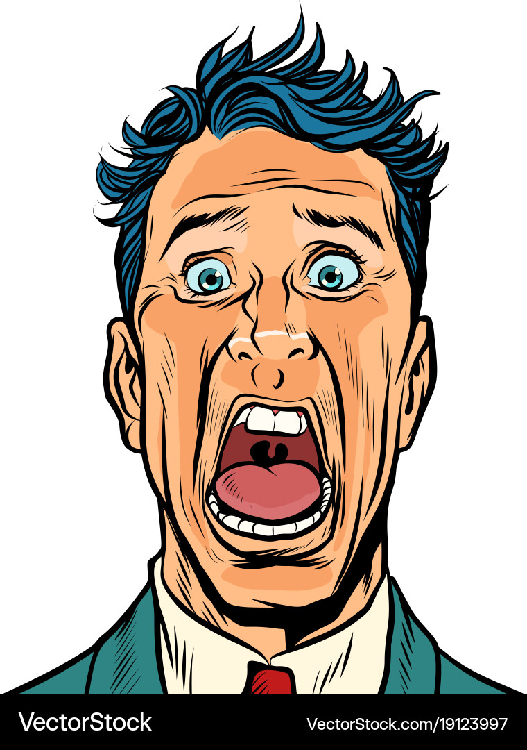 Man screams in horror isolated on white Royalty Free Vector