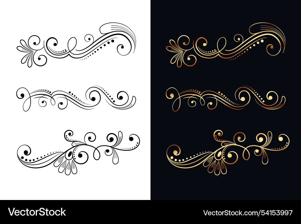 Ornamental floral decorative design elements set Vector Image