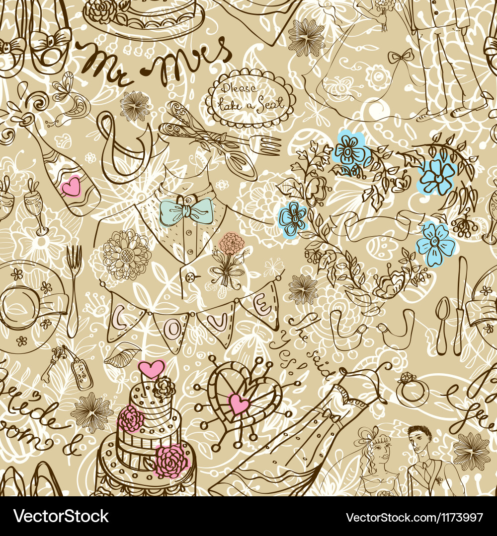 Romantic Wedding Seamless Pattern Royalty Free Vector Image