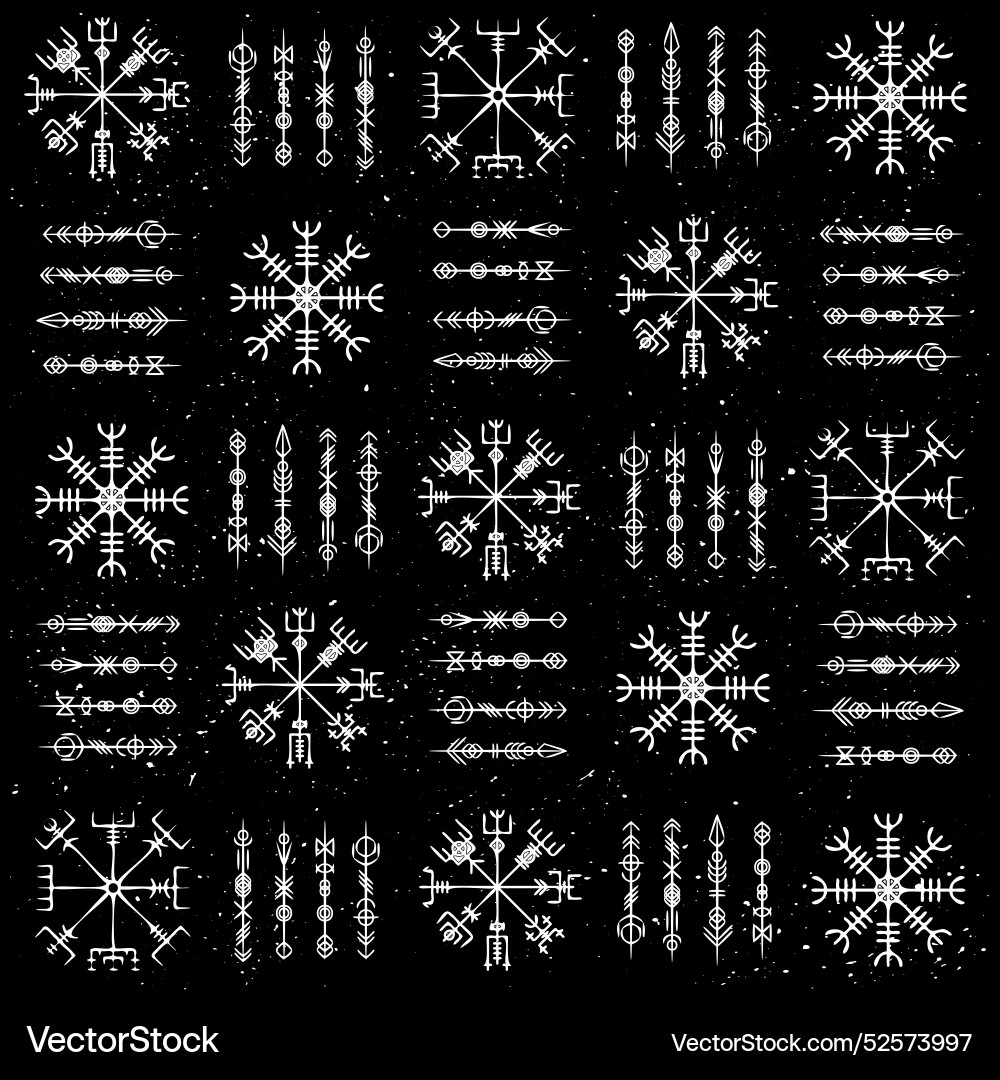 Scandinavian doodle elements black background Vector Image