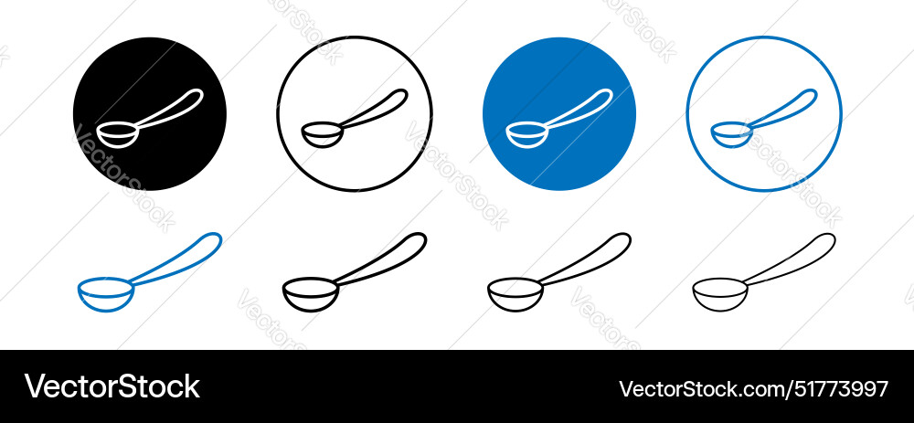 Spoon icon set black filled and outlined style Vector Image