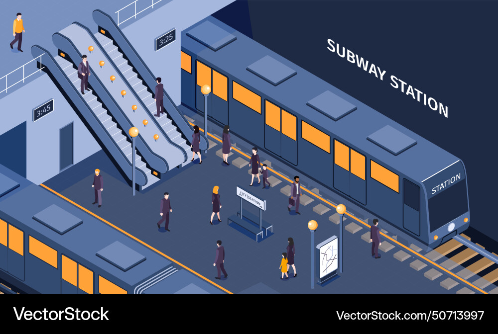 Subway isometric composition Royalty Free Vector Image