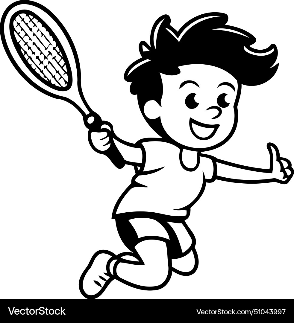 Tennis player cartoon character with racket Vector Image
