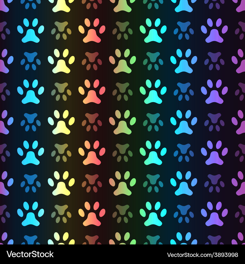 Animal seamless spectrum pattern of paw Royalty Free Vector