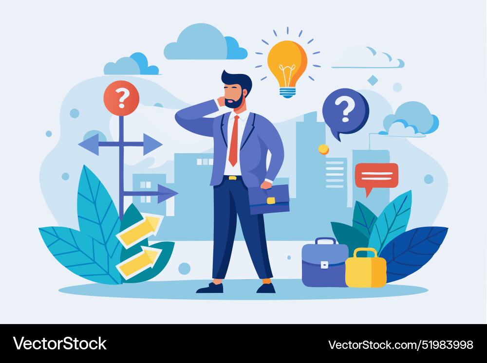 Businessman choosing career path Royalty Free Vector Image