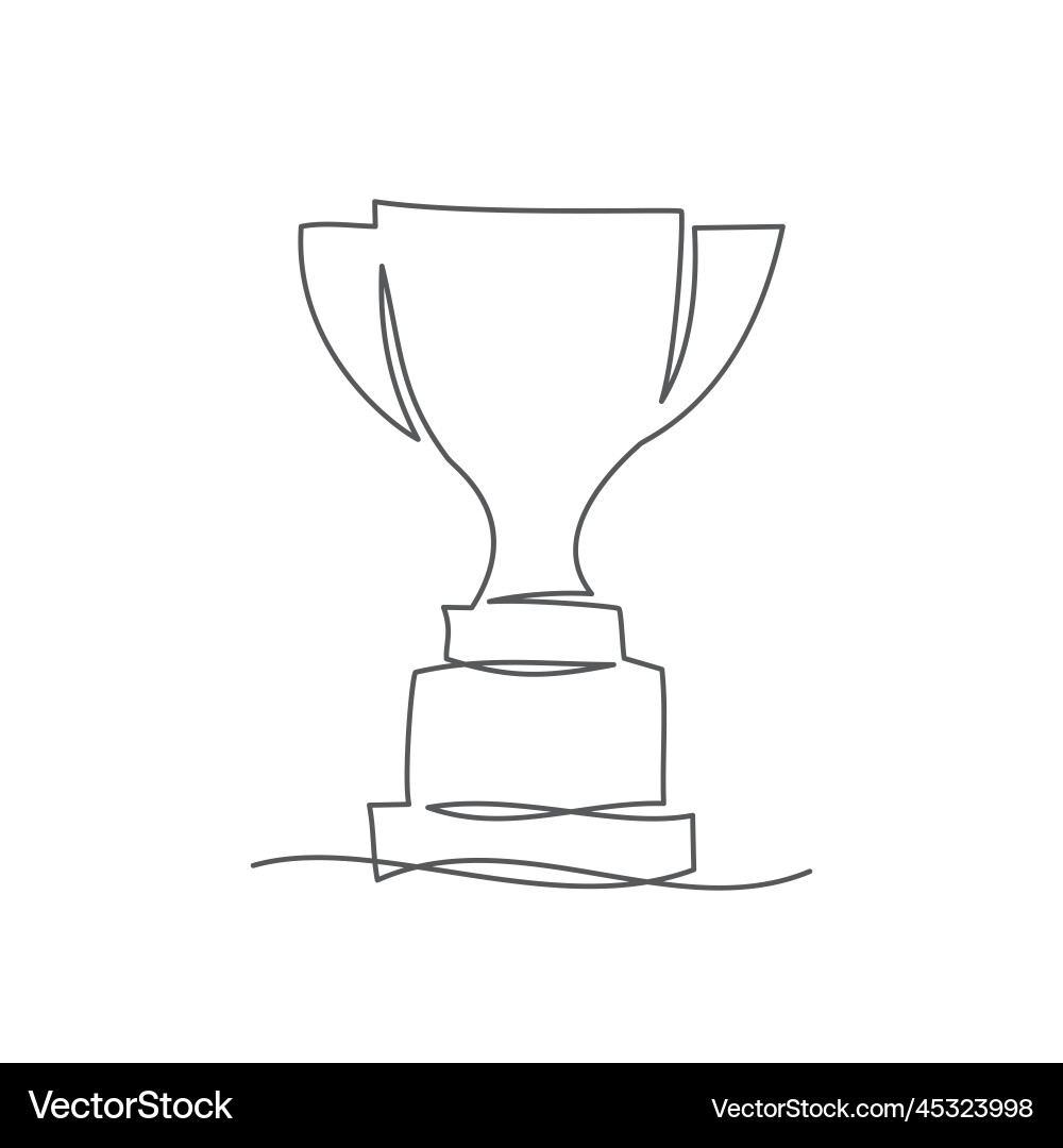 Champion cup one line drawing on white Royalty Free Vector