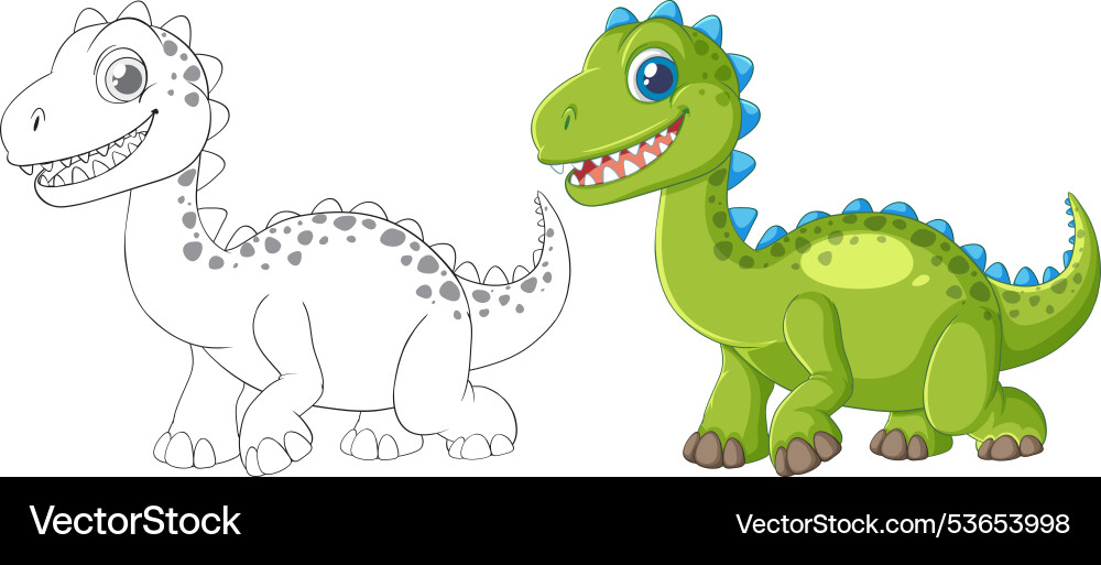 Colorful and outlined dinosaur for children Vector Image