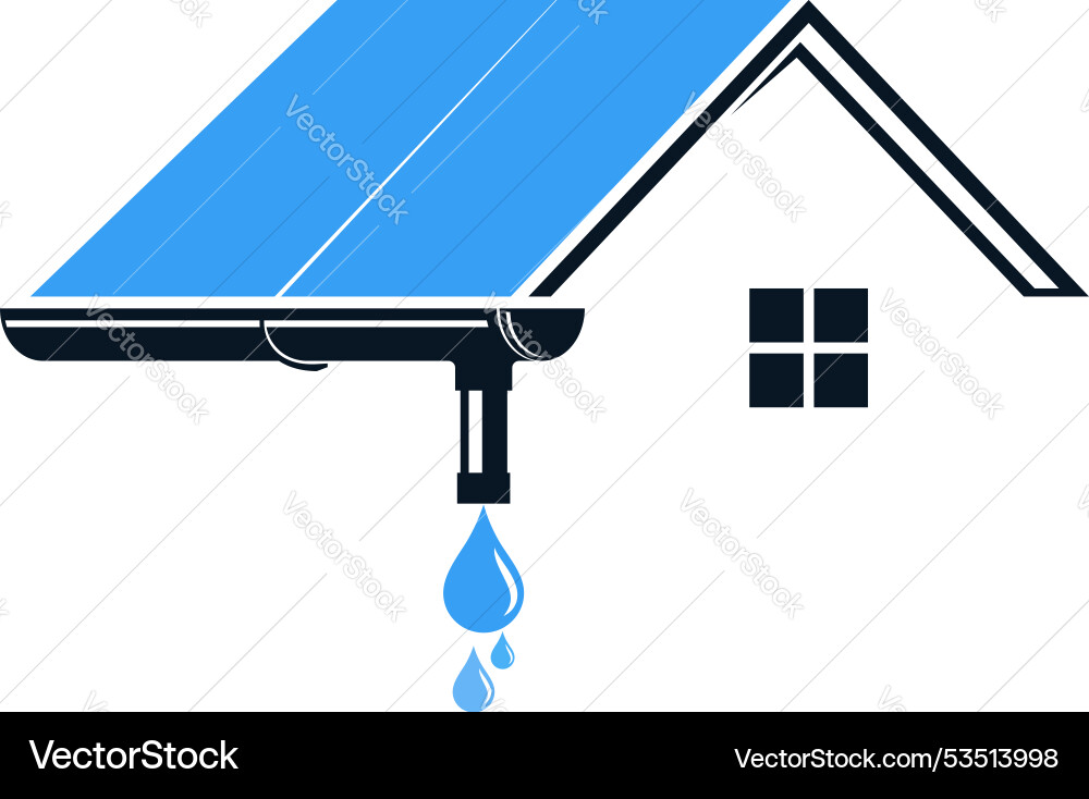 House roof and gutter system symbol Royalty Free Vector