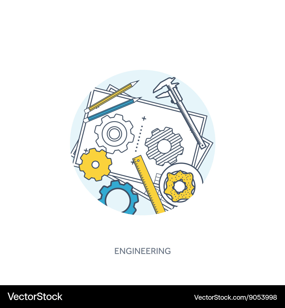 Lined outline engineering Royalty Free Vector Image