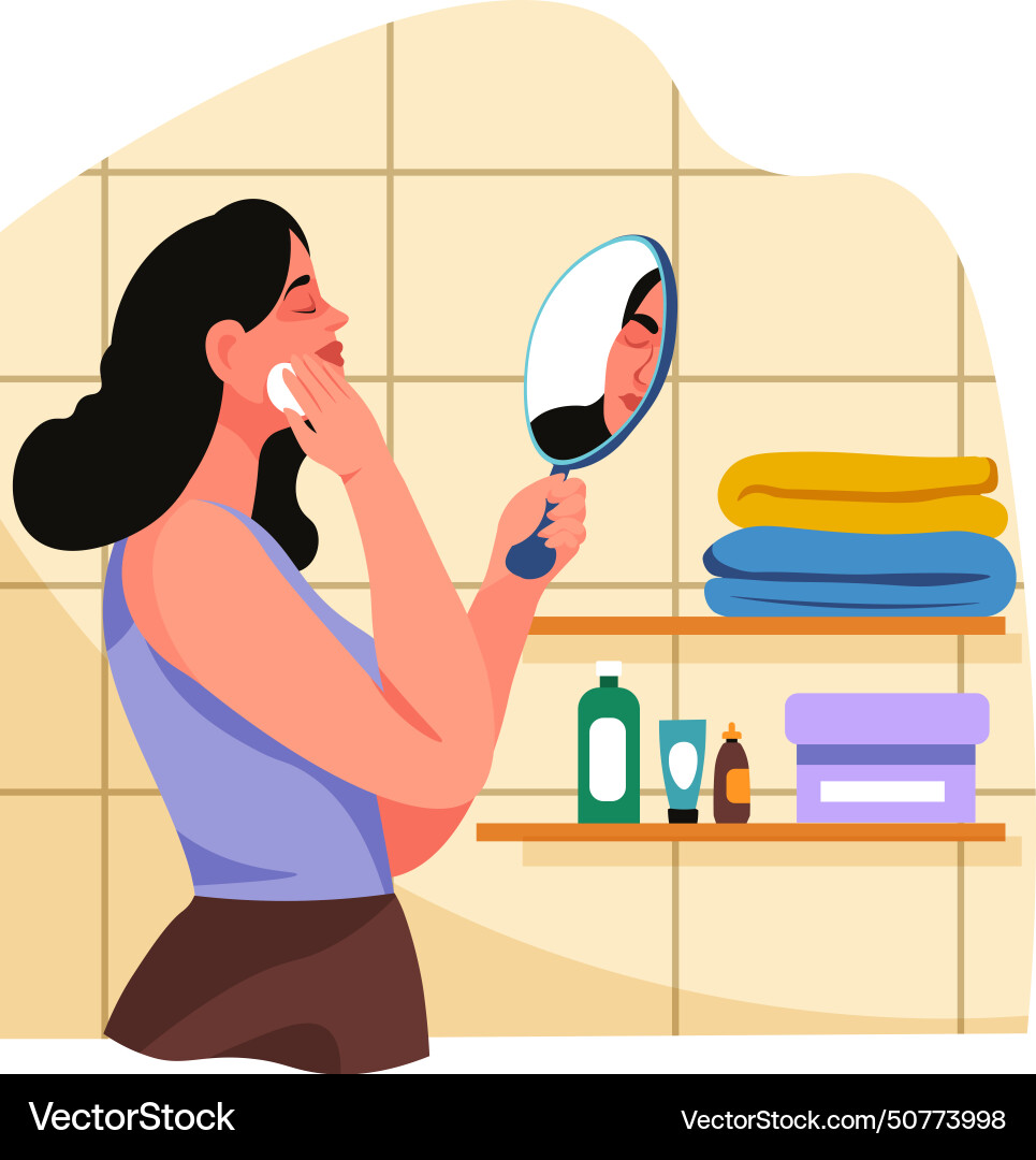 Morning skincare routine Royalty Free Vector Image