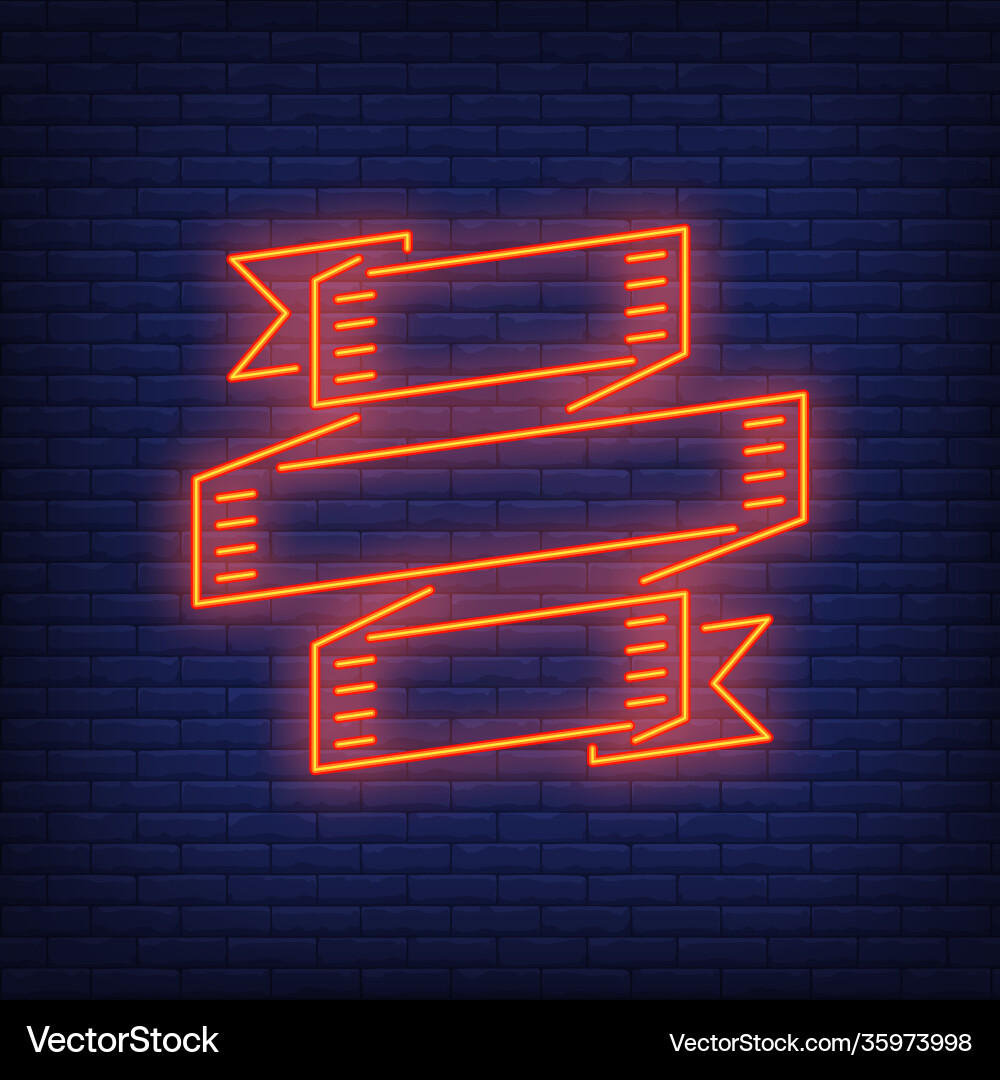 Red ribbon banner for lettering on brick Vector Image