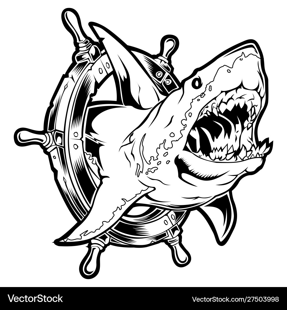 Shark anchor angry Royalty Free Vector Image - VectorStock