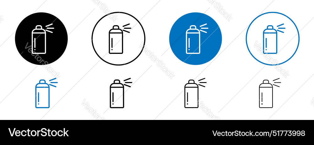 Spray can icon set black filled and outlined style