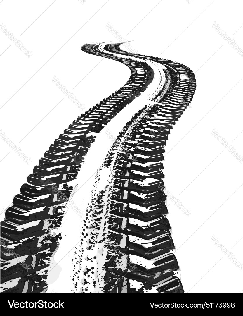 Tire tracks isolated on white Royalty Free Vector Image
