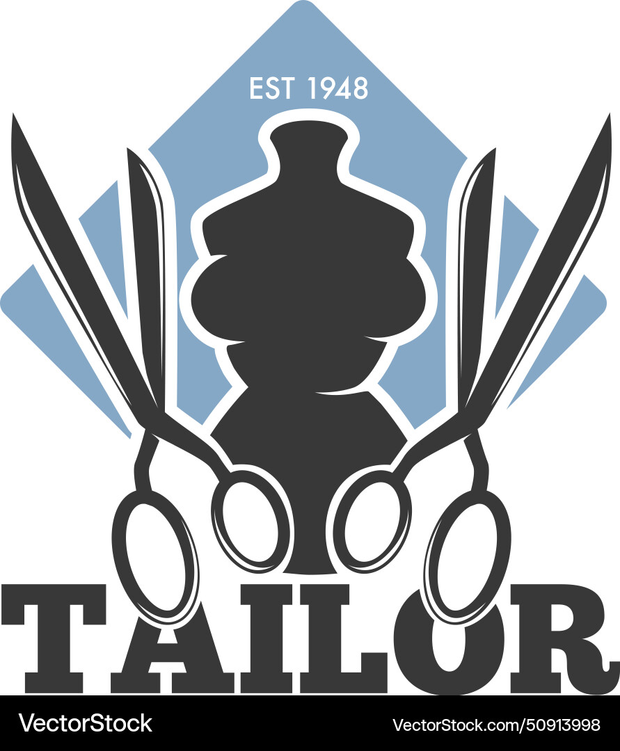 Vintage scissors tailor logo Royalty Free Vector Image