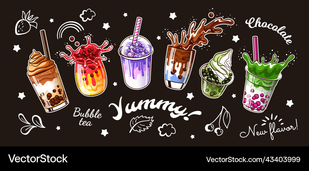 Bubble Tea & Coffee Refreshments Royalty Free Vector
