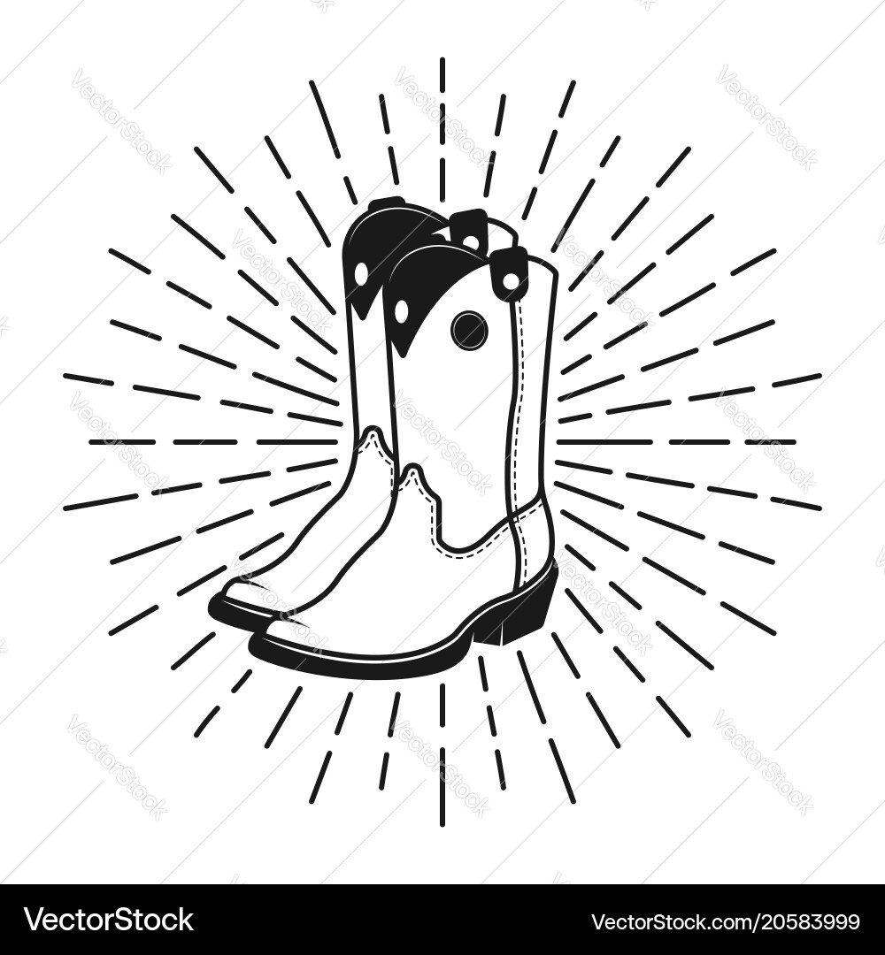 Cowboy Boots Stamp with Rays Royalty Free Vector Image